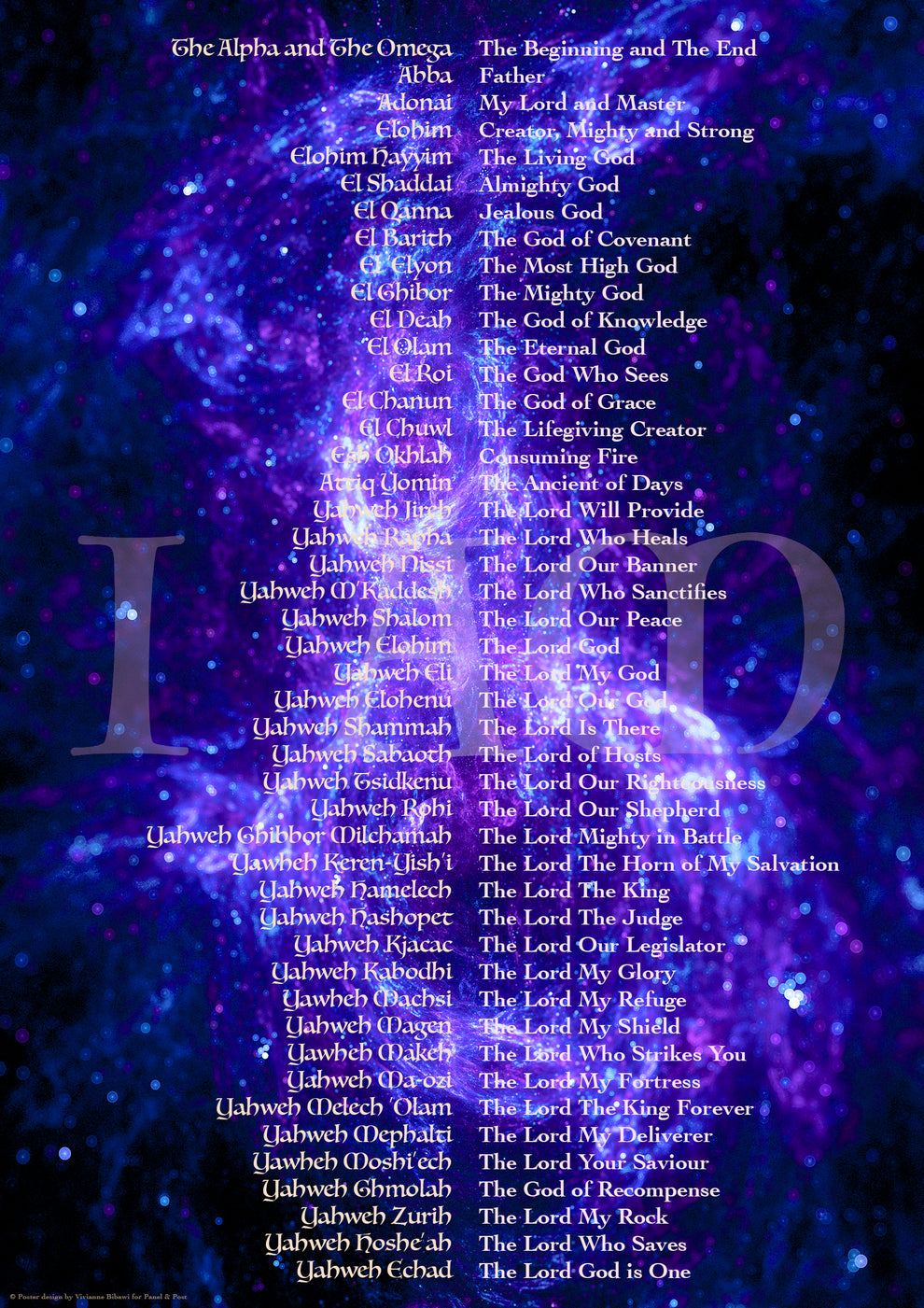 Names of God Blue Fire – Panel & Post